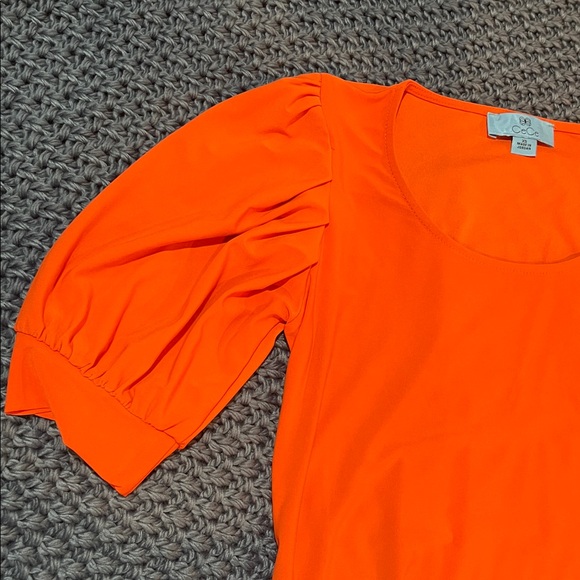 CeCe | Tops | Orange Puff Sleeve Blouse | Poshmark